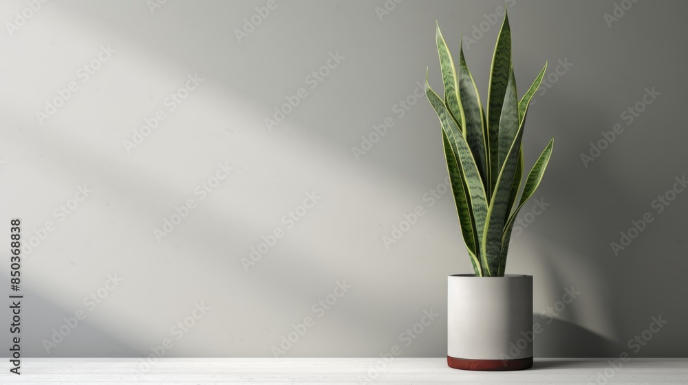 Snake Plant (Sansevieria trifasciata) standing tall against a modern ...