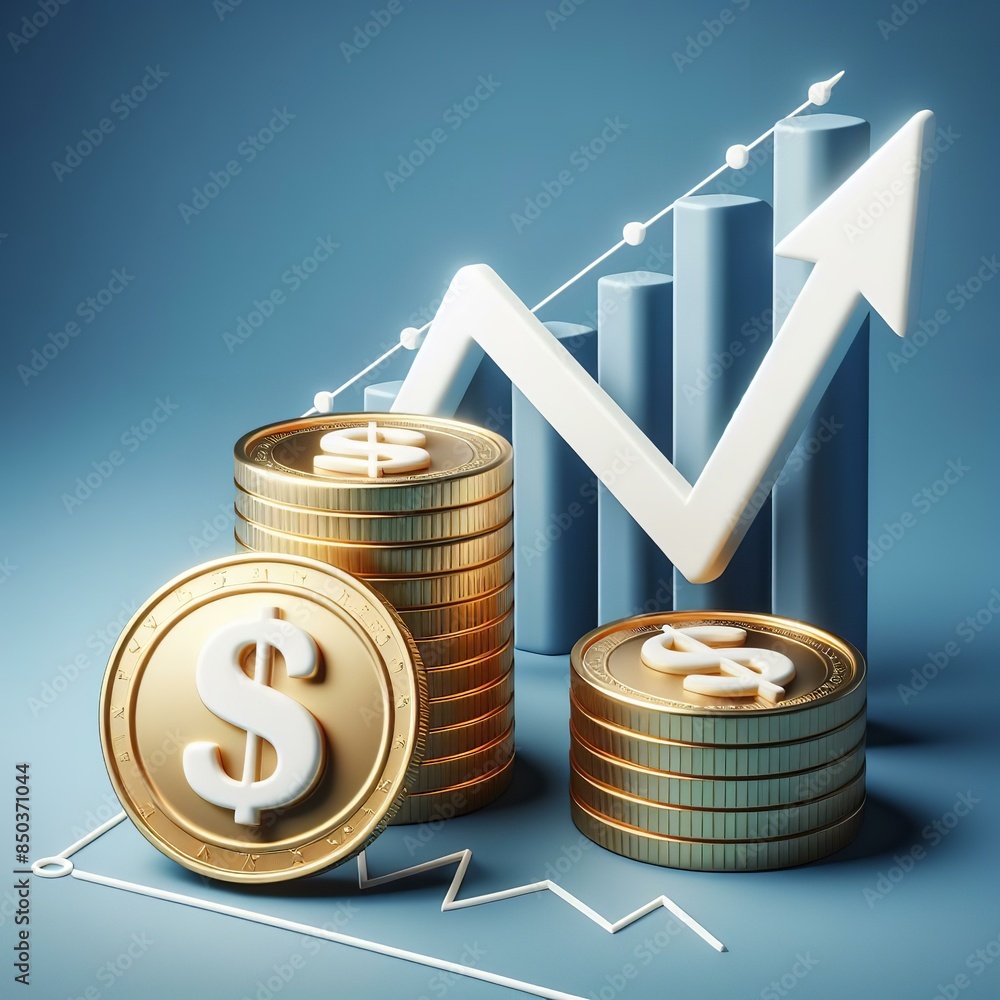 Dollar Coin with Upward Arrow and Graph | Financial Growth Concept ...