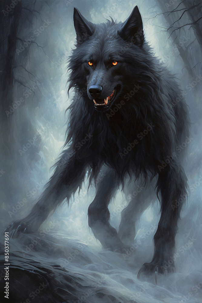 Scary Dark Dangerous Skinwalker Creature On The Hunt In A Misty ...