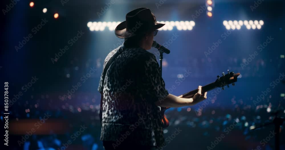 Country Singer Wearing Cowboy Hat Singing for the Audience while ...