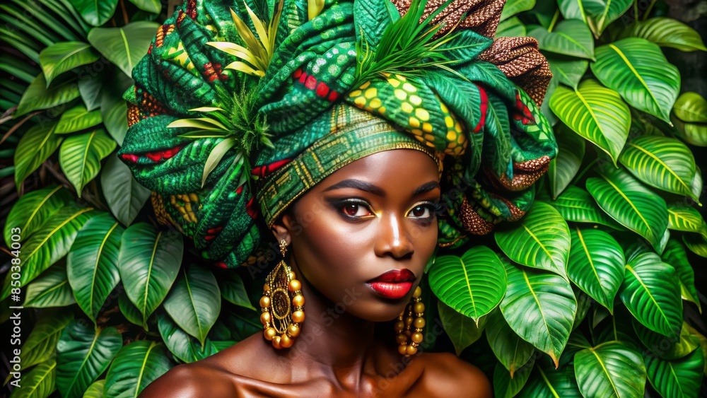 Vibrant african-inspired head wrap patterns and textures juxtaposed ...