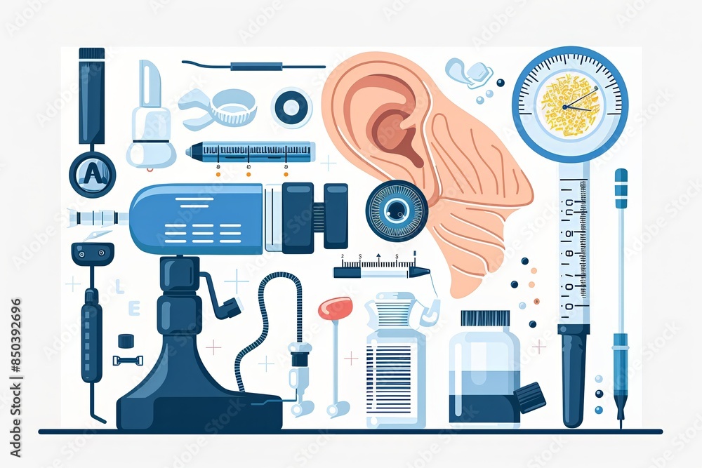 This detailed illustration showcases a range of medical tools used in ...