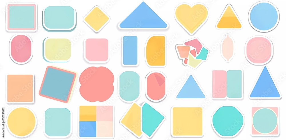 ภาพประกอบสต็อก big set of colorful flat color shape labels in sticker ...