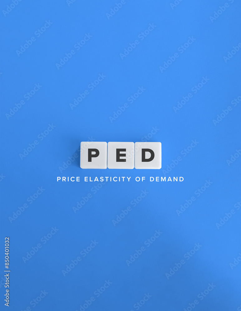 PED (Price Elasticity of Demand) Term and Banner. Text on Block Letter ...
