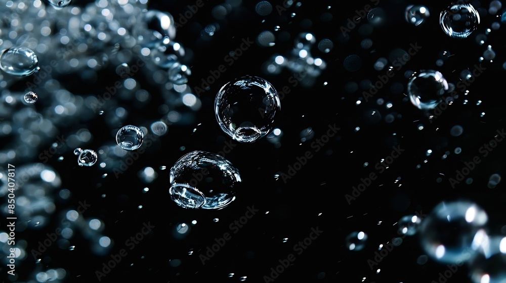 Slow motion air bubbles in water rising up to the surface on isolated ...
