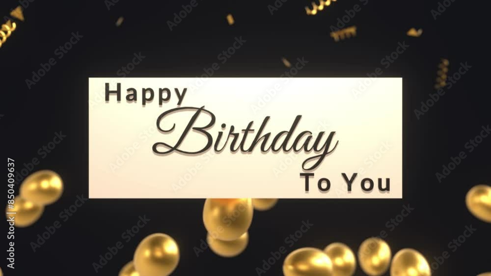 Happy Birthday To You Text Animation With Golden Confetti Particles And ...