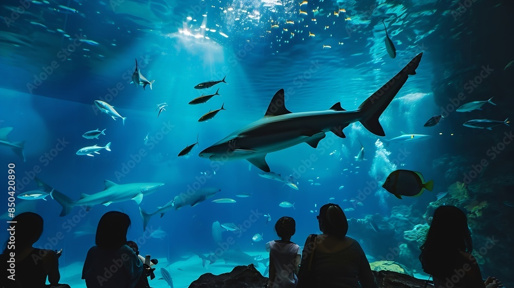 Gazing thru the glass panel of a giant aquarium in Pingtung Taiwan ...