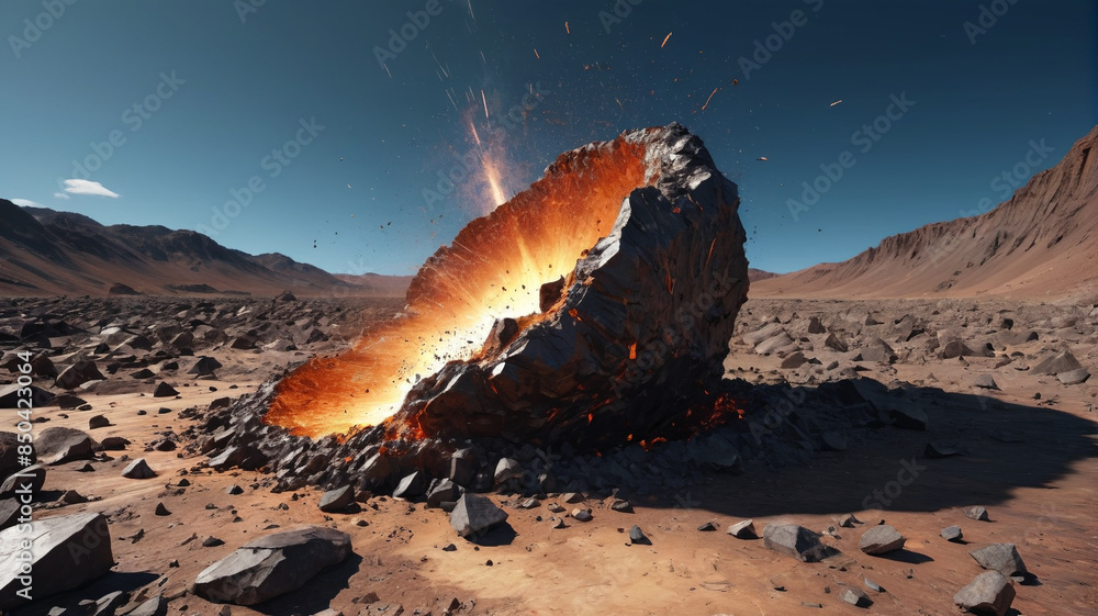 The terrifying spectacle of a meteorite impact, reshaping the Earth's ...