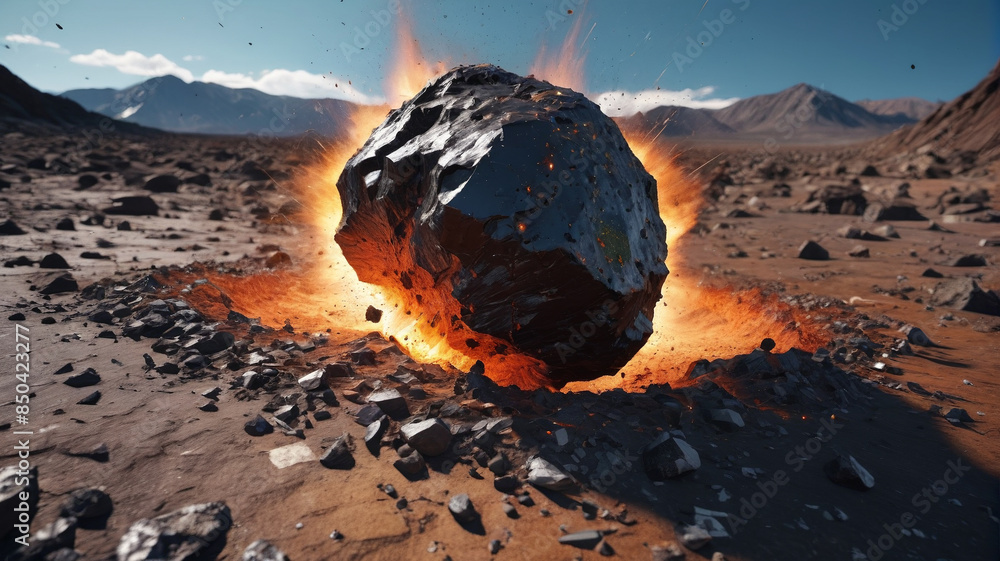 The terrifying spectacle of a meteorite impact, reshaping the Earth's ...