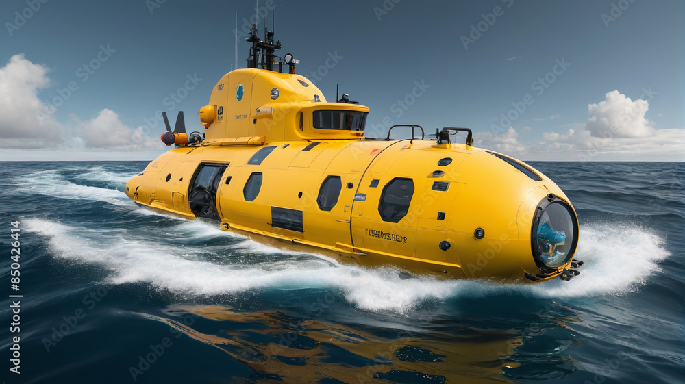 Cutting-edge submersible rescue module, designed for rapid deployment ...