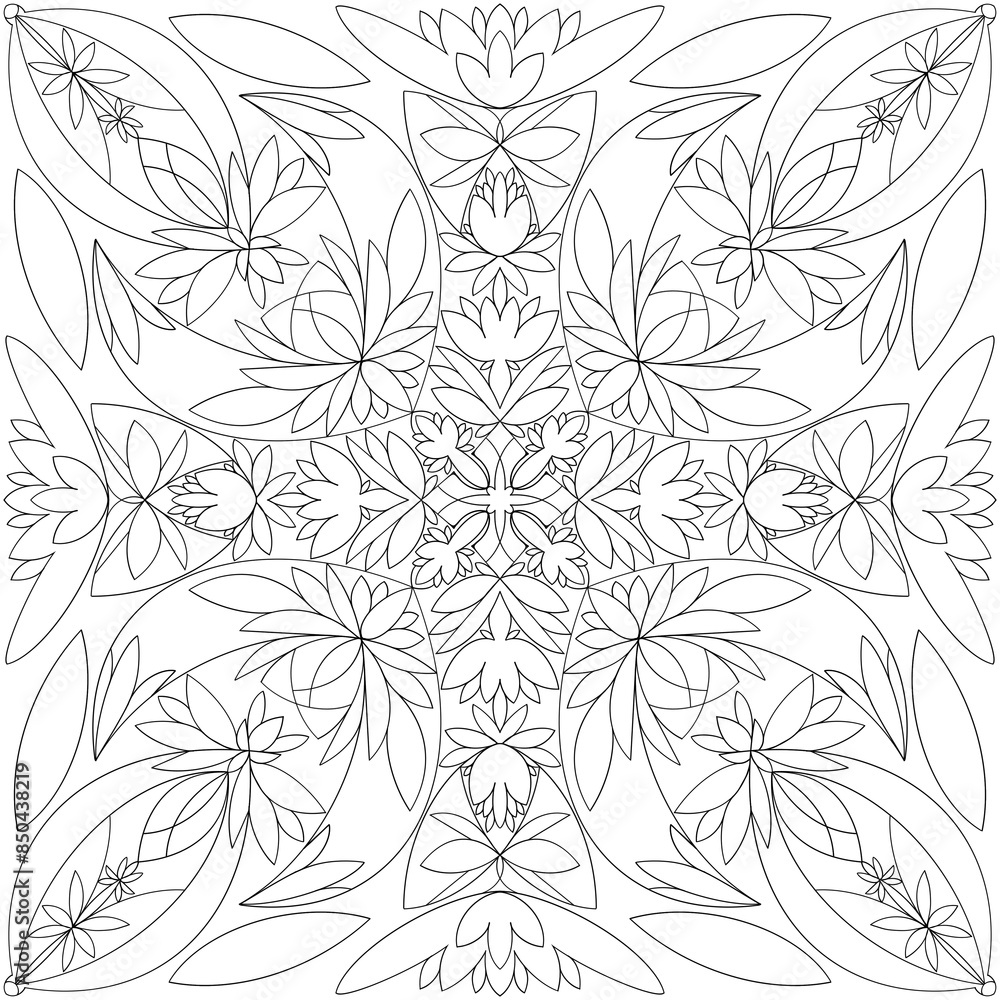 thin outline black mandala for coloring thin outline black mandala for ...