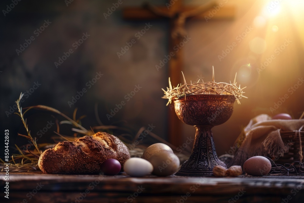 An image of the Last Supper of Jesus with the Passion Objects ...