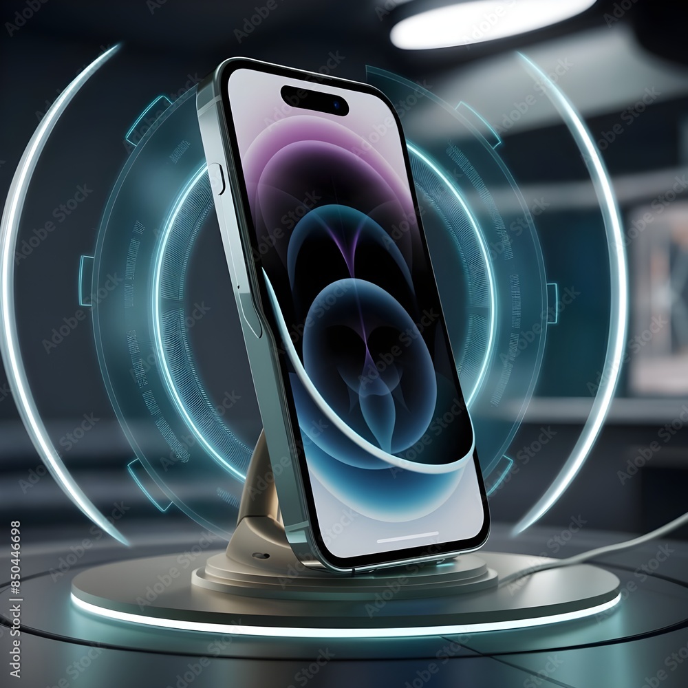 An innovative mobile phone design features a sleek, curved body with a ...