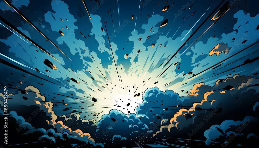 comic background featuring a thunder flash, Comic abstract pop art ...