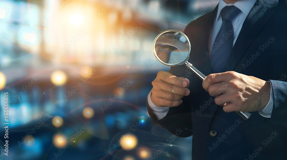 Businessman use magnifying glass focus to Resume checklist for employee ...