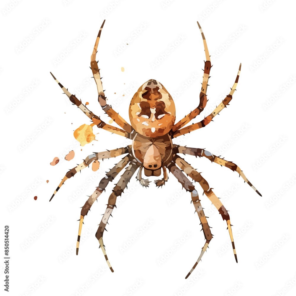 Watercolor painting of a spider, isolated on a white background, spider ...