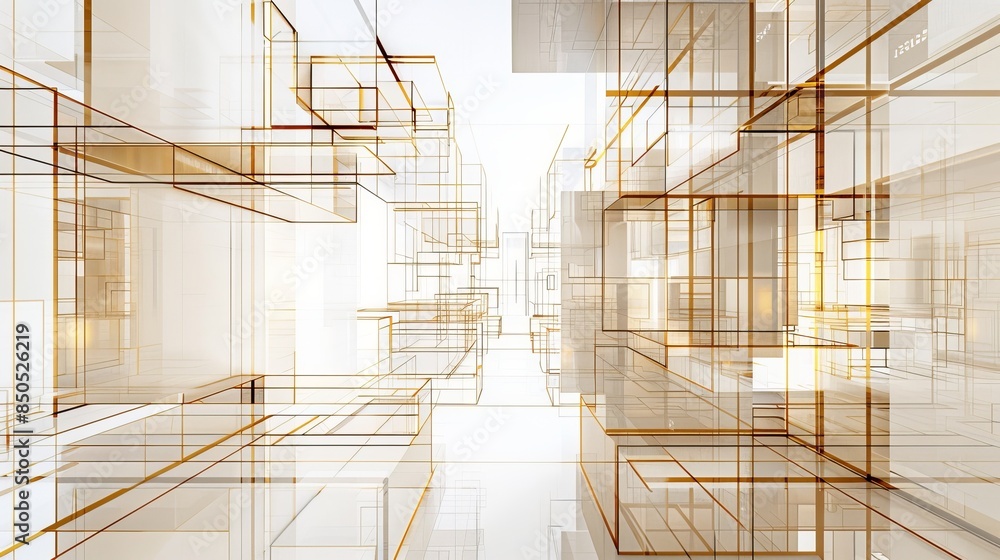 flat design, financial company showroom, clean layout, golden ratio ...