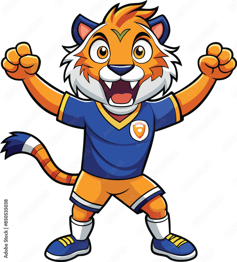 tiger in soccer ball uniform cartoon character vector illustration, the ...
