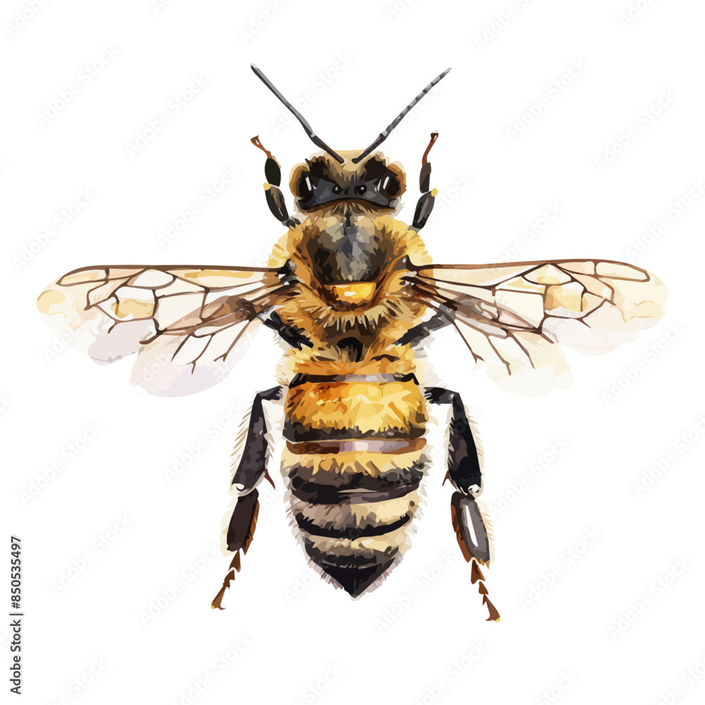 Watercolor vector of a queen bee, isolated on a white background ...