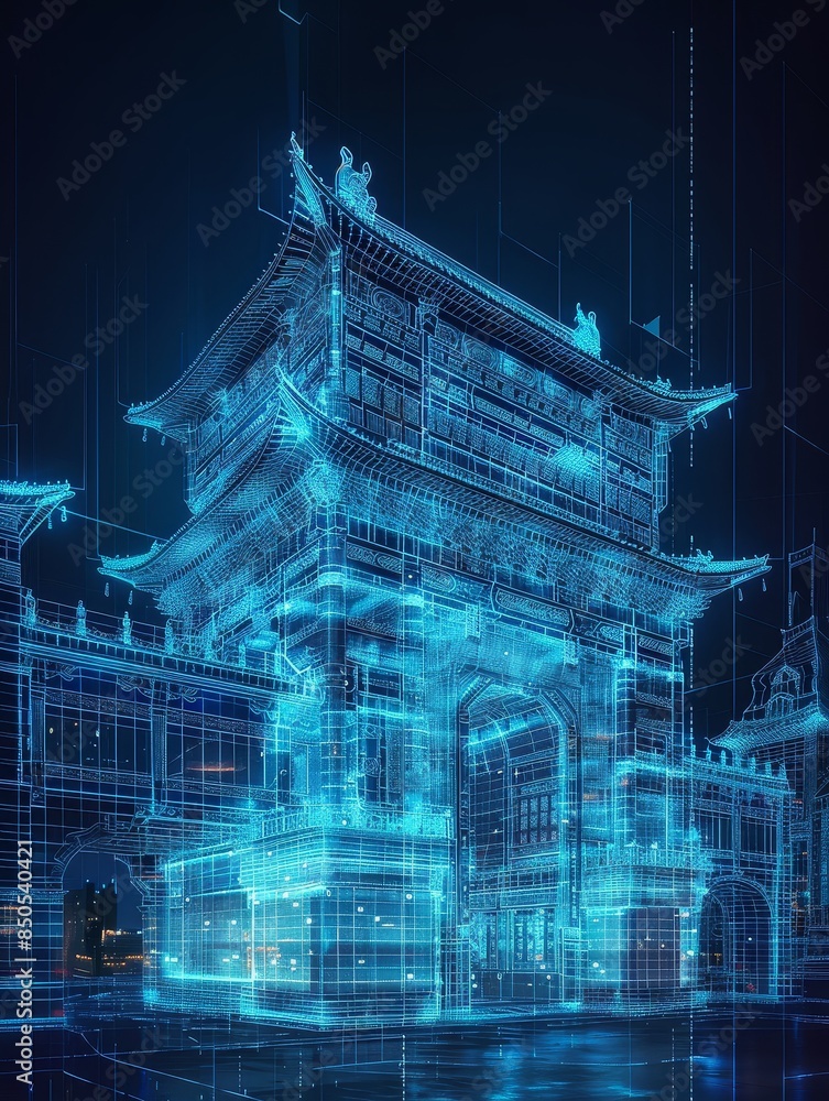 Digital Blueprint of an Ancient Chinese Gate - A digital blueprint of ...