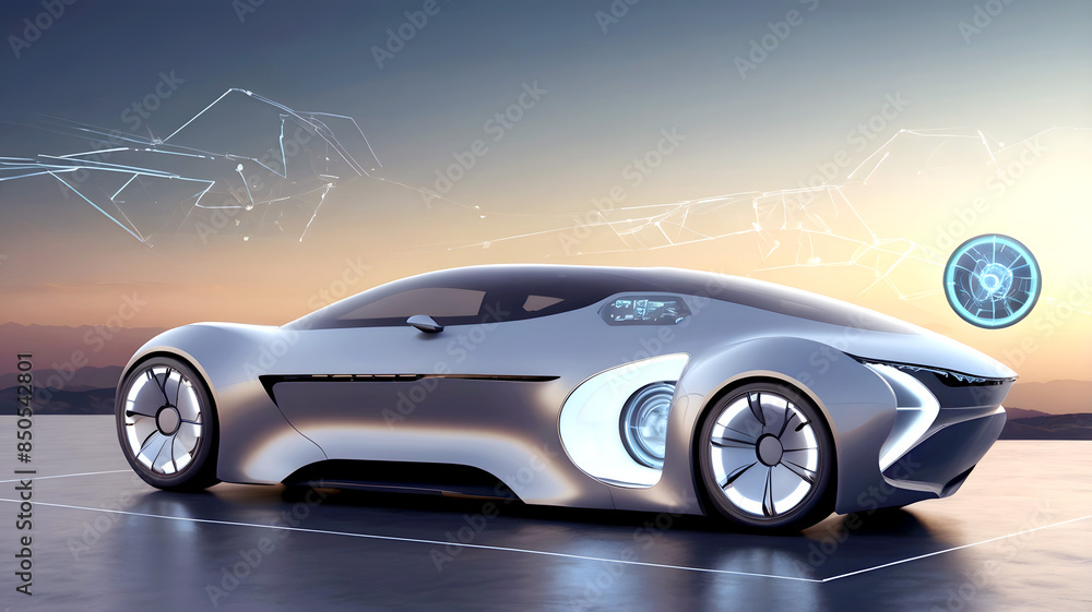 car is not too big. Future Vehicle side view with electronic control ...
