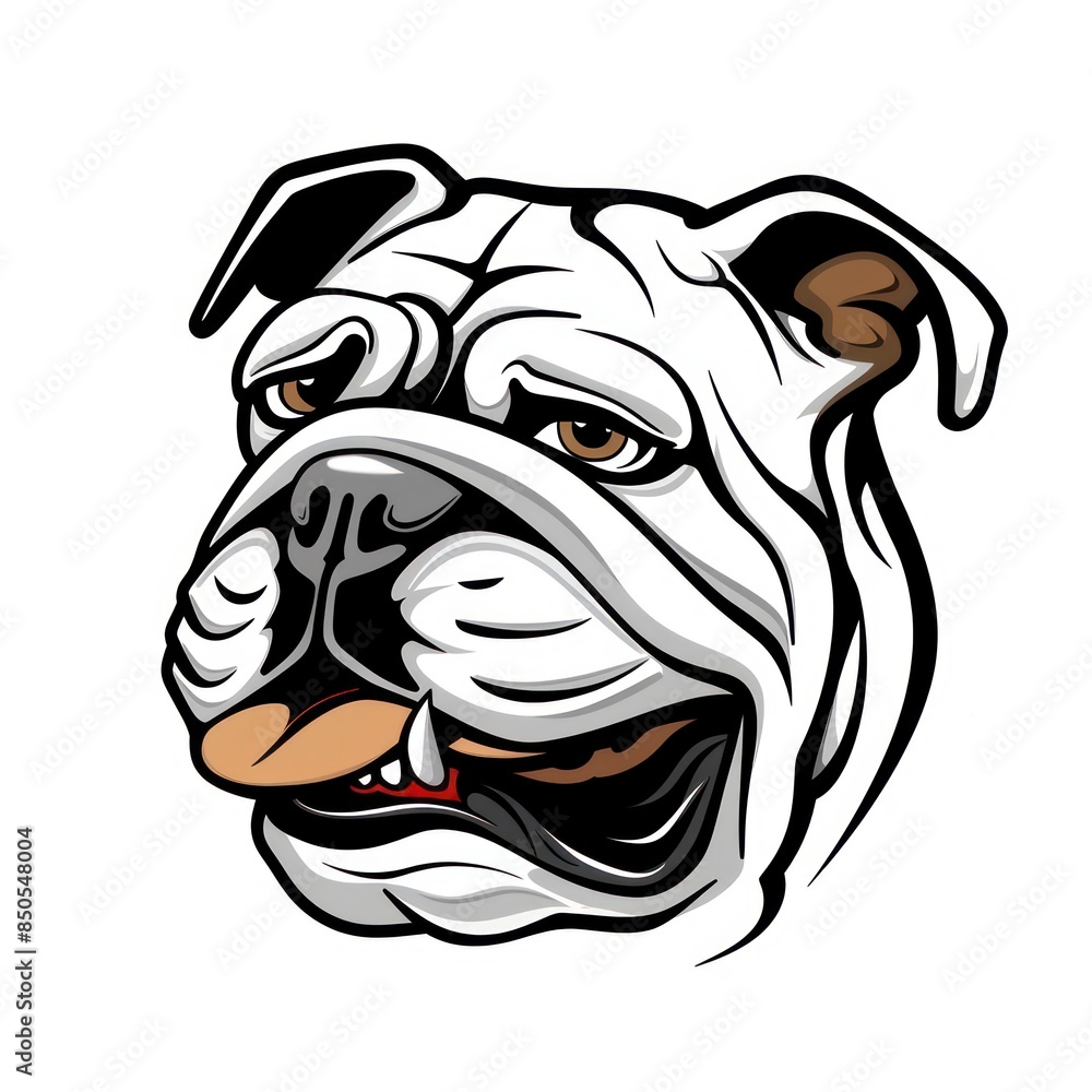 cartoon illustration of a Bulldog's head, featuring its wrinkled face ...