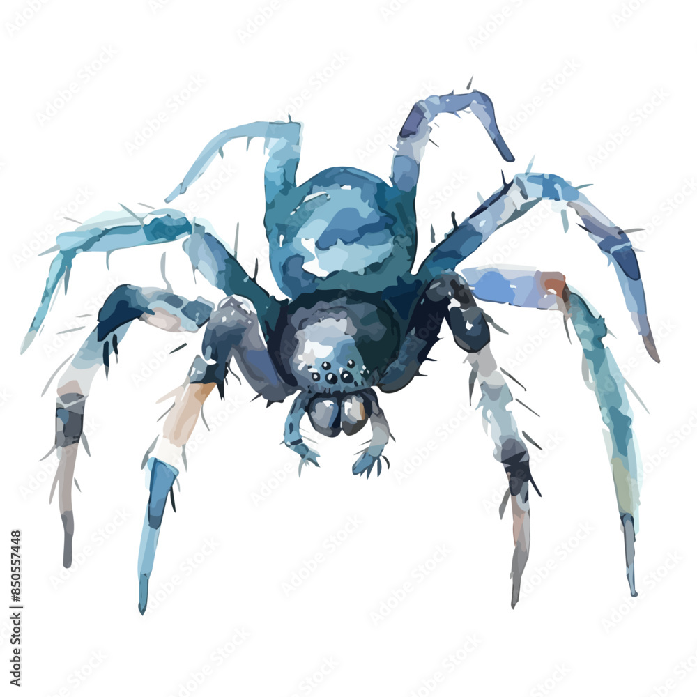 Watercolor Vector painting of a spider, isolated on a white background ...