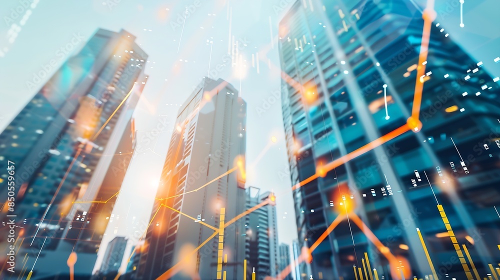 Growth property price and real estate concept with digital graphic ...