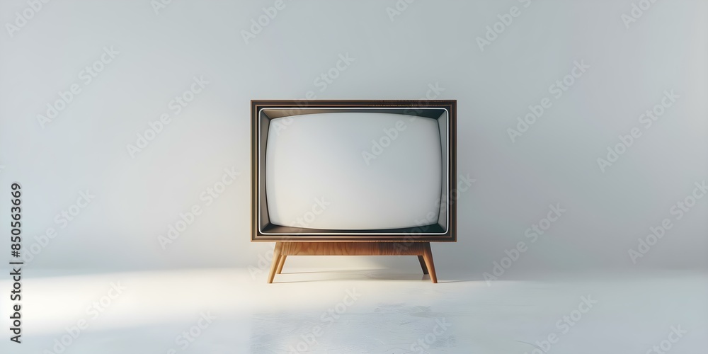 Vintage TV with blank screen on white background retro style. Concept ...