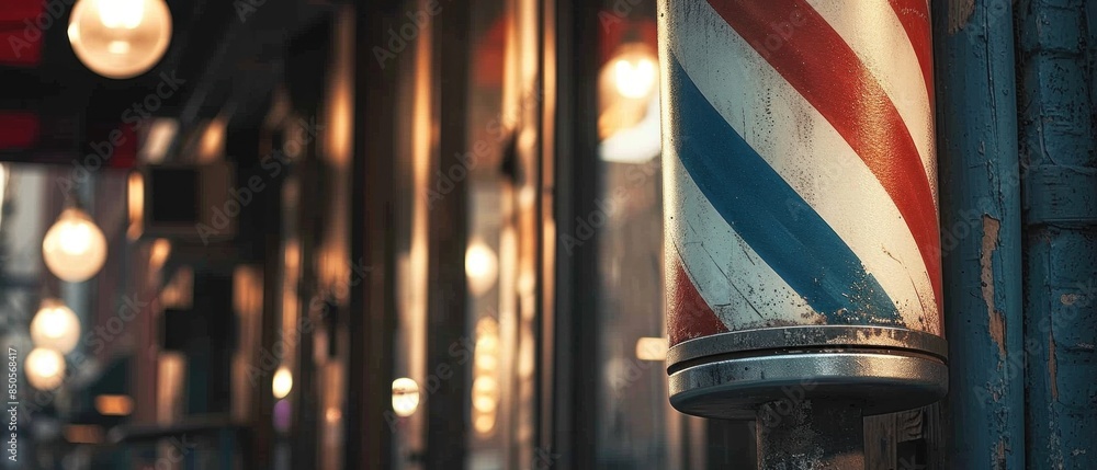 Barbershop Exterior With Vintage Diagonal Stripes Pattern Traditional ...