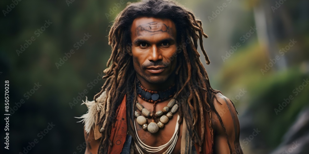 Portrait of an Aboriginal Australian man in tribal attire. Concept ...