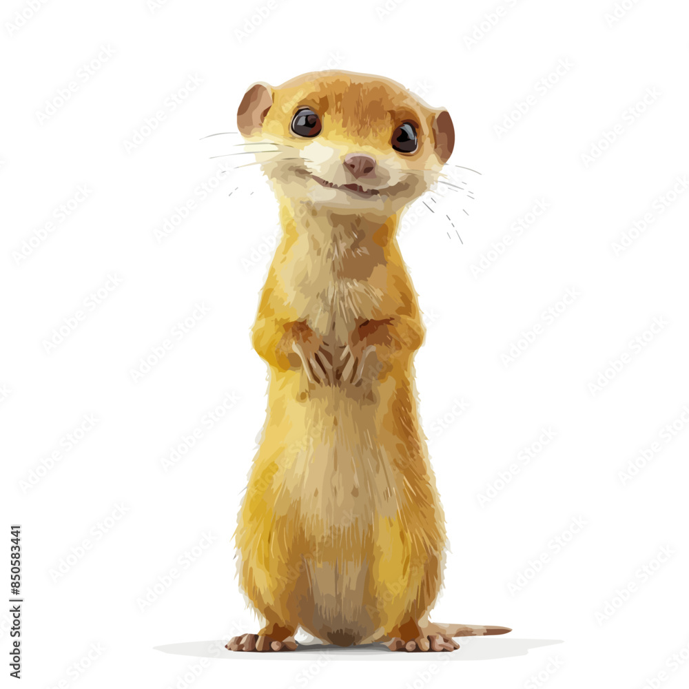 Watercolor drawing of a Weasel, isolated on a white background, clipart ...