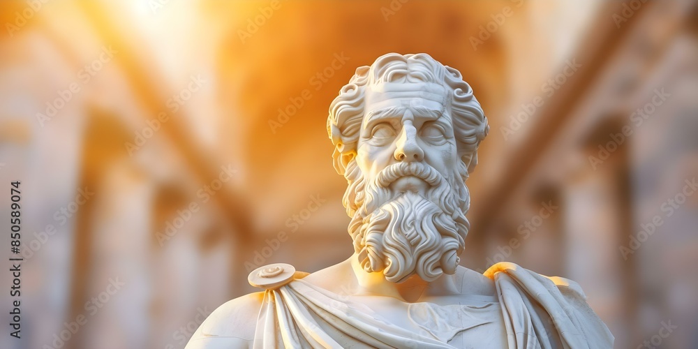 Digital Depiction of a Stoic Philosopher Statue in Greek-Roman Style ...