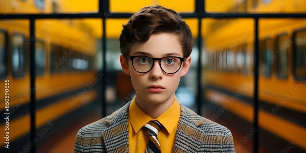 2D student background on a school bus. Concept 2D illustration, School ...