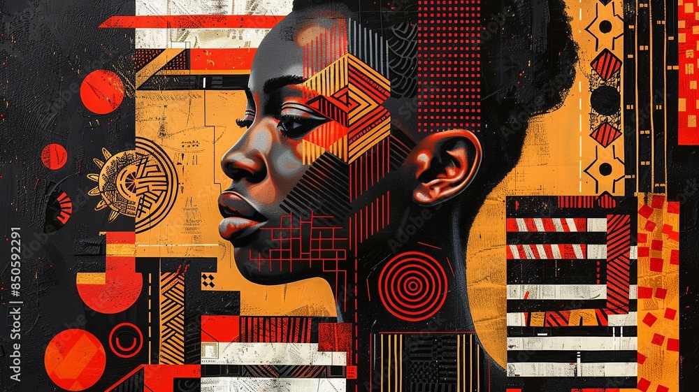 This abstract portrait of a Black man for Black History Month showcases ...