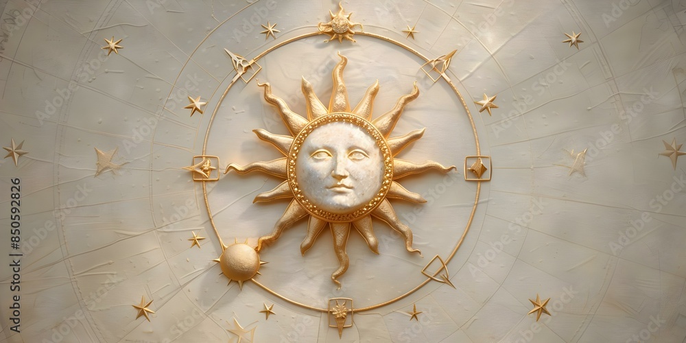Vintage handdrawn sun moon and astrological symbols in medieval style ...