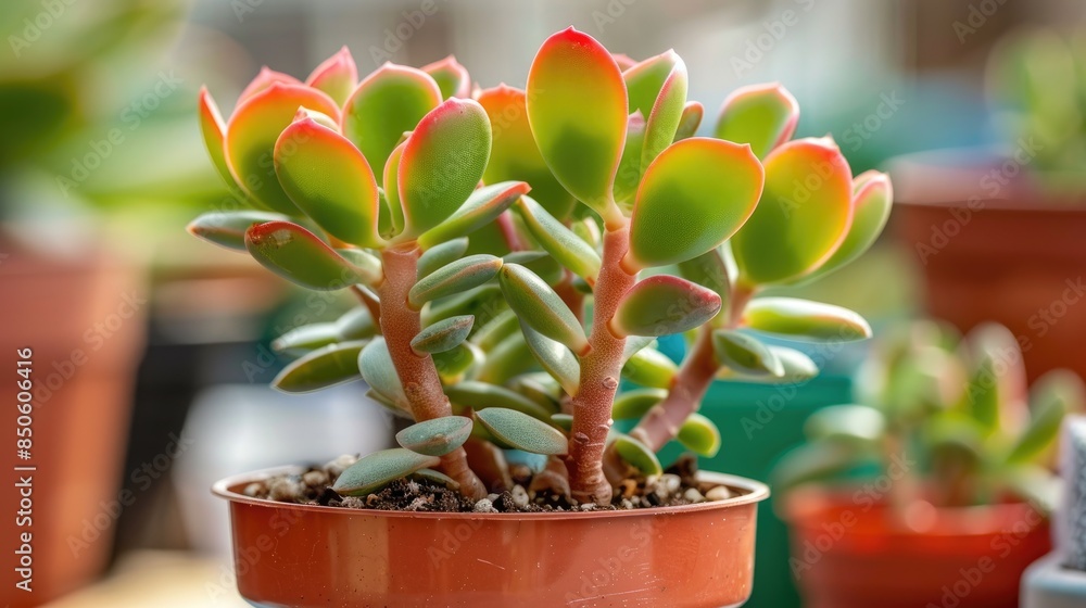Crassula ovata gollum succulent Outdoor plant with tubular trumpet ...