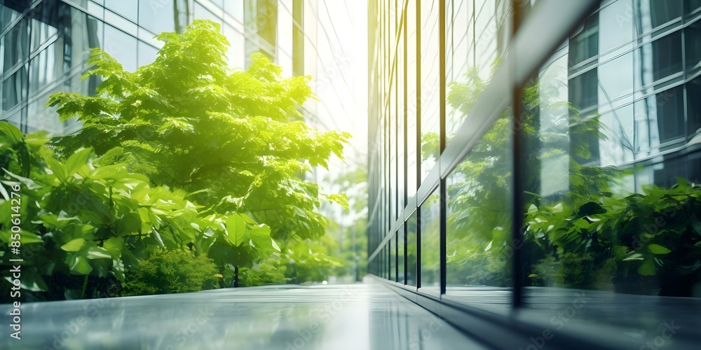 Sustainable glass office building in a modern city reducing carbon ...