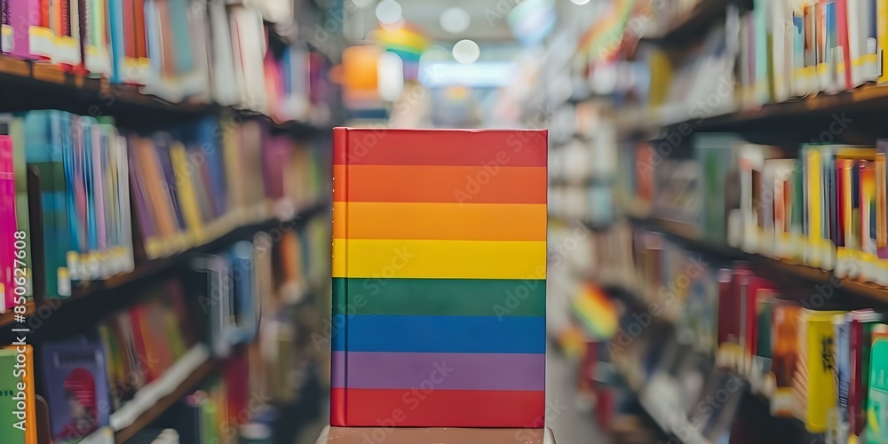 ภาพประกอบสต็อก LGBTQ book fair showcasing authors with rainbow pride ... ภาพประกอบสต็อก LGBTQ book fair showcasing authors with rainbow pride ...