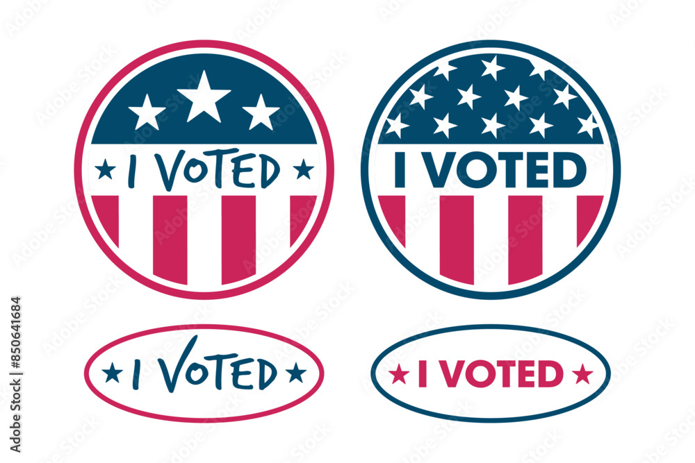 Collection of I voted badges, labels, stickers. USA election pins ...