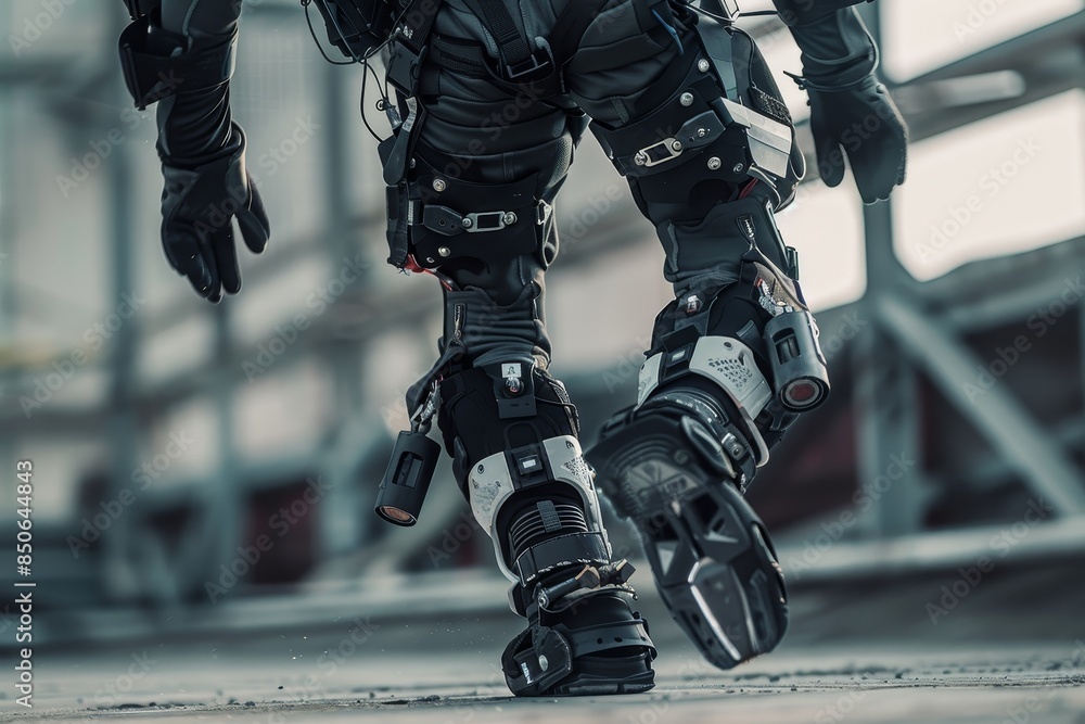 An exosuit in action, with a person wearing a mechanical suit designed ...