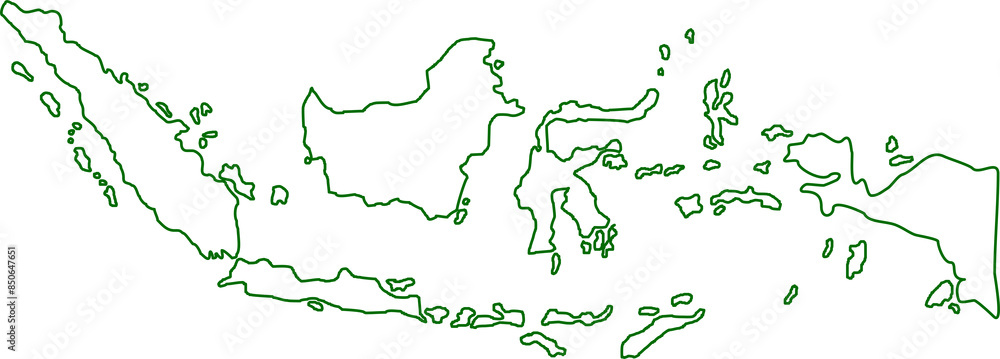 Indonesian Map in Green Color, Map of Indonesia, can use for App, Art ...