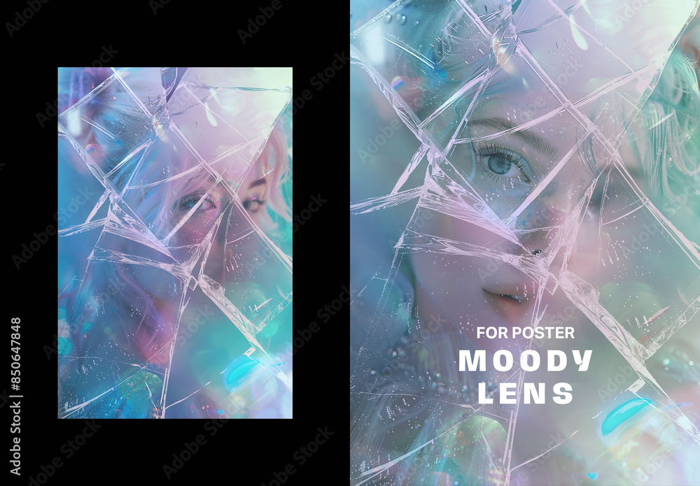 Moody Lens Poster Photo Effect Mockup With Generative AI Stock Template | Adobe Stock