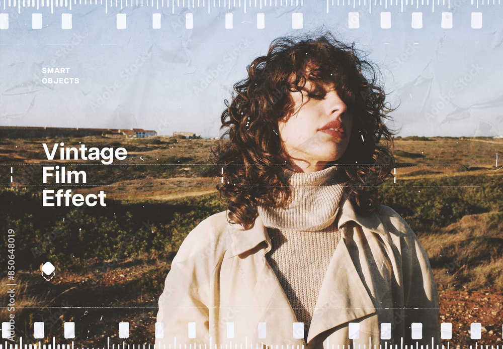 Old Film Frame Photo Effect Mockup With Generative AI Stock Template ...