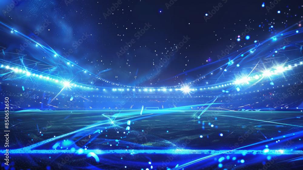 Abstract battle or team competition poster with blue neon lights and ...