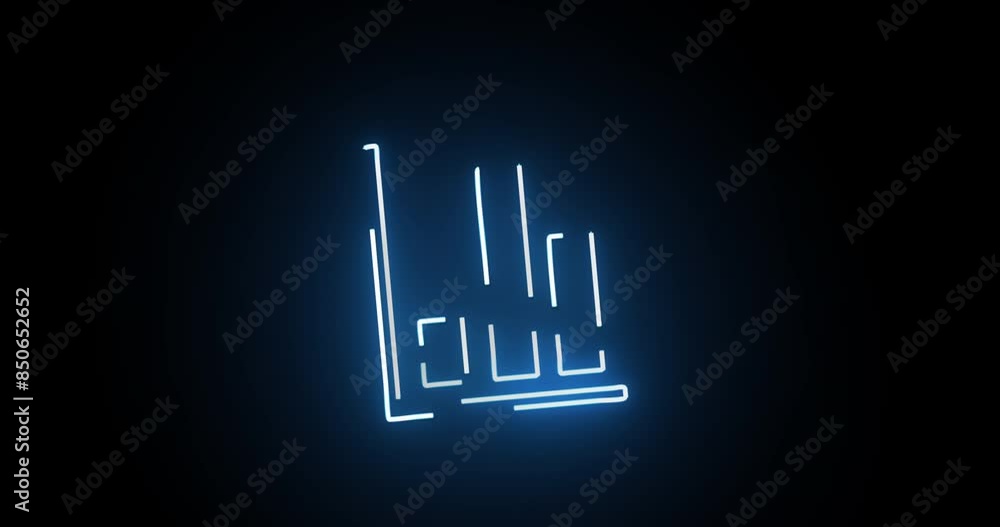 Neon light, chart and icon with motion of statistics, animation or ...