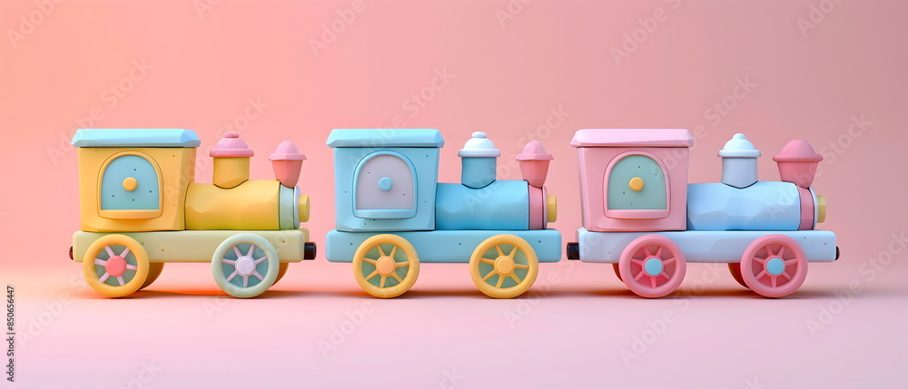 3D clay, Adorable clay a train toys ,muted pastels, Blender 3d, carss ...