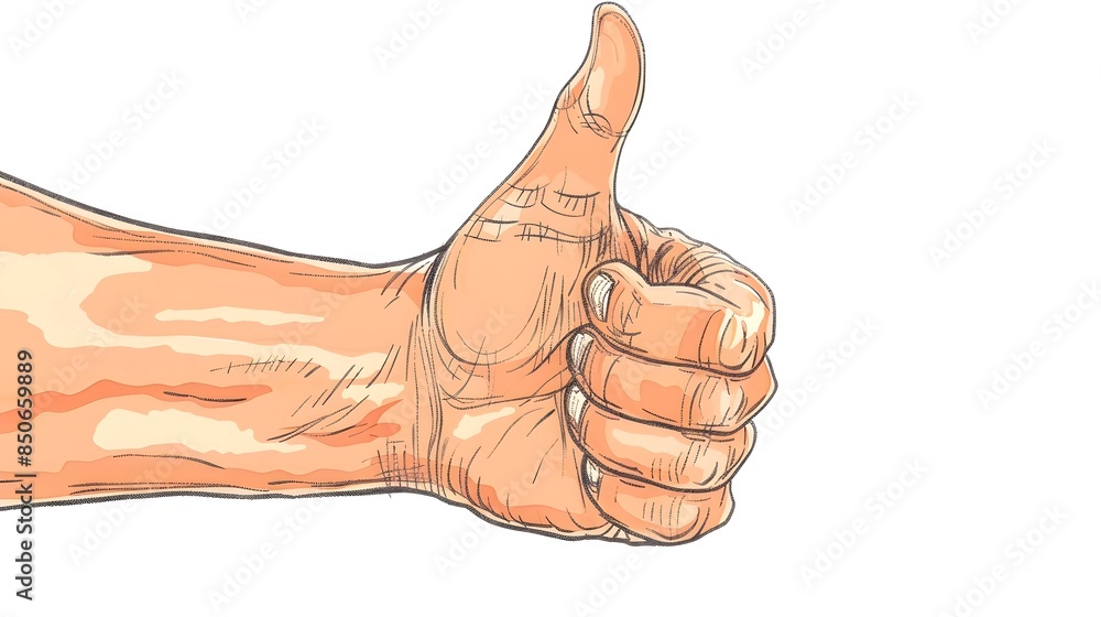 Stylized Thumbs-Up Hand Gesture for Positive Reinforcement Stock ...
