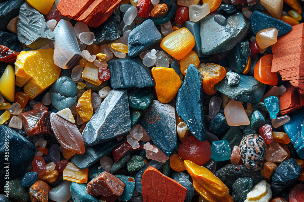 Scientific study of microplastics under a microscope with detailed ...