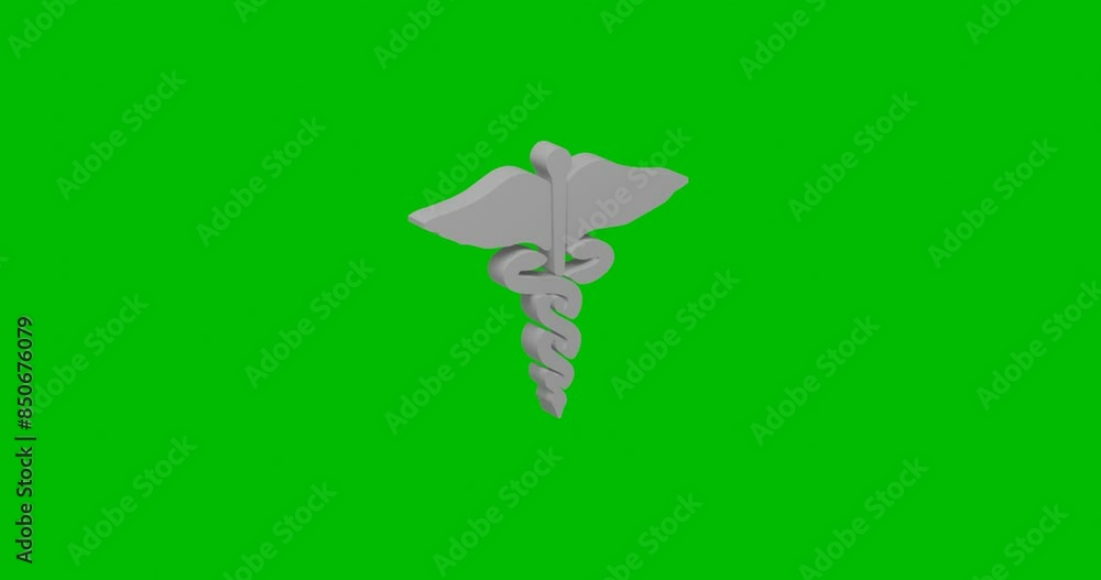 Animation of rotation of a white caduceus symbol with shadow. Simple ...